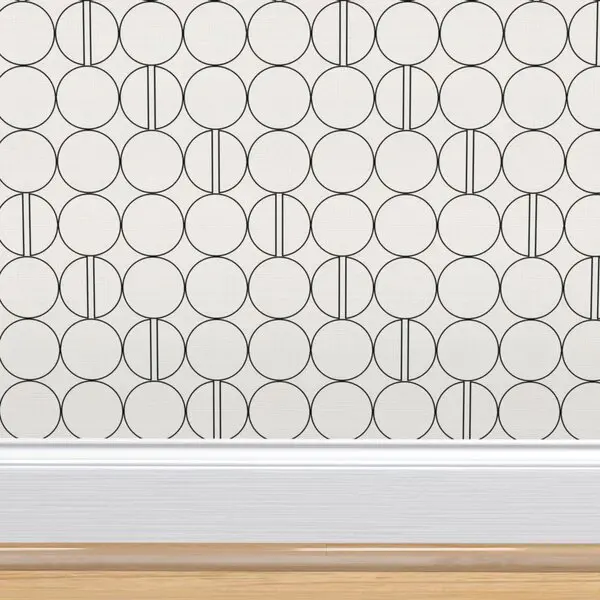 Spoonflower Core Large White With Black Lines 100% Natural Sisal Grasscloth Wallcovering