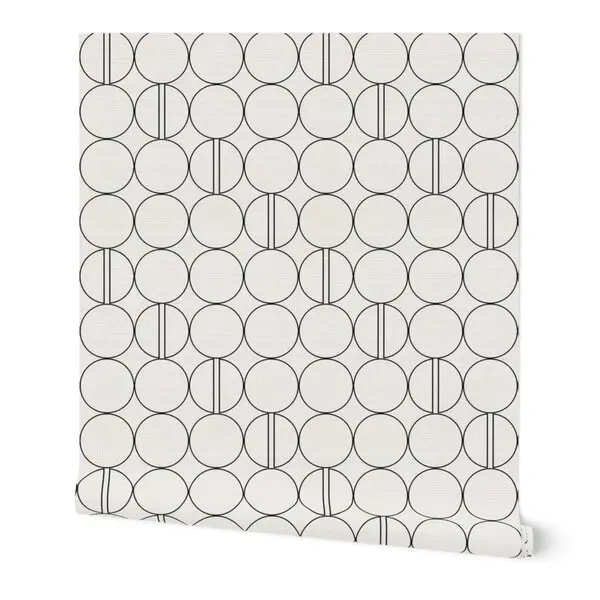 Spoonflower Core Large White With Black Lines 100% Natural Sisal Grasscloth Wallcovering