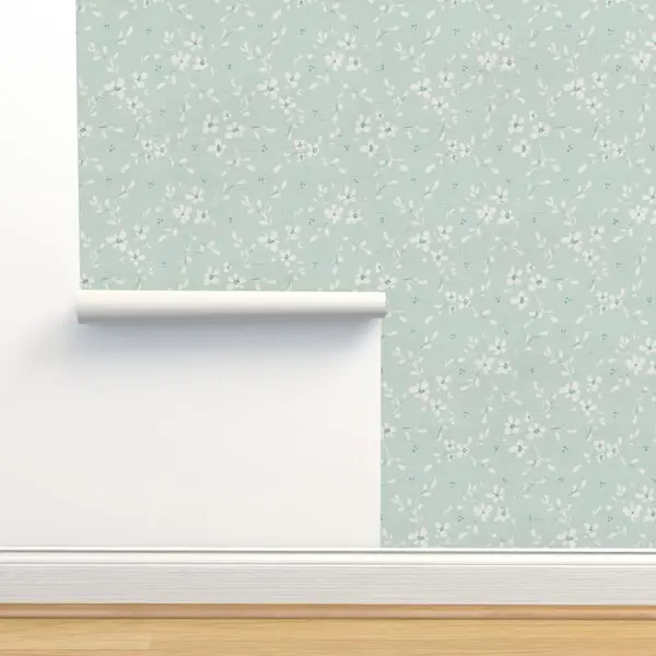 Spoonflower Sage And Bloom 100% Natural Sisal Grasscloth Wallcovering