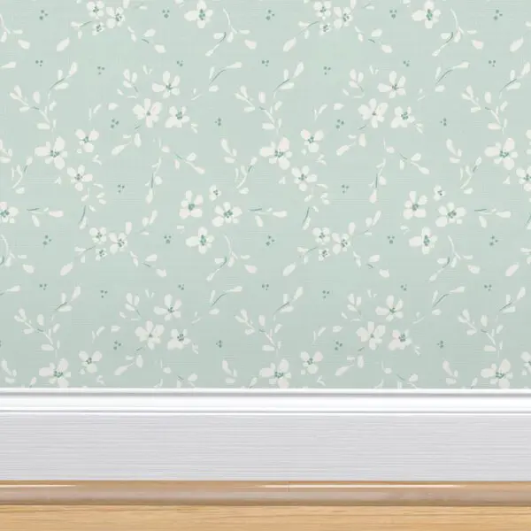 Spoonflower Sage And Bloom 100% Natural Sisal Grasscloth Wallcovering