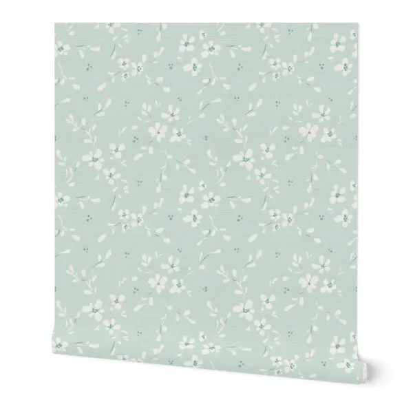 Spoonflower Sage And Bloom 100% Natural Sisal Grasscloth Wallcovering