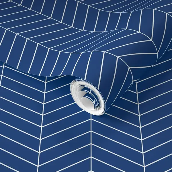Spoonflower Herringbone Geometric Pattern Chevron Custom Pre-pasted Wallpaper