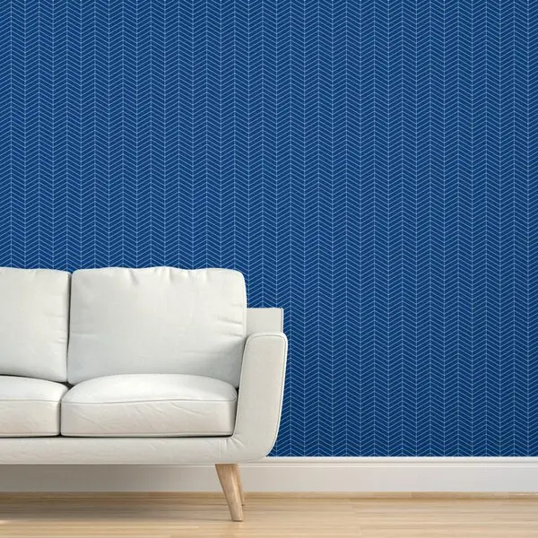 Spoonflower Herringbone Geometric Pattern Chevron Custom Pre-pasted Wallpaper