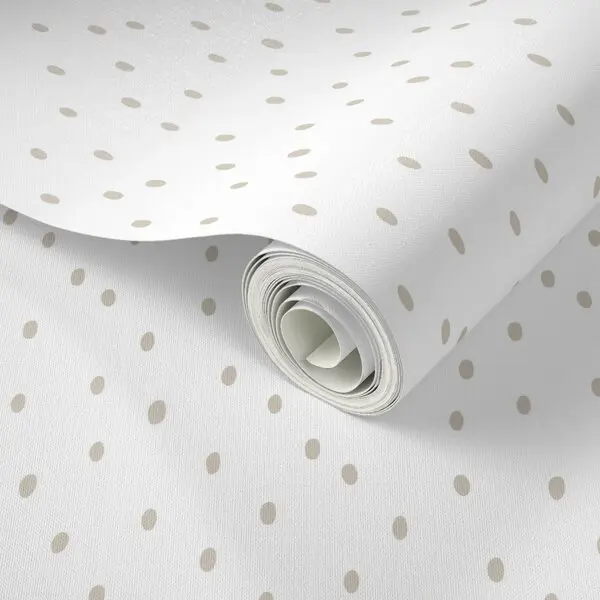 Spoonflower White Dot Dots Dotted Spots Beige Custom Removable Wallpaper - White,beige,gray