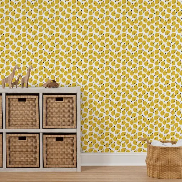 Spoonflower Lemon Lemons Fruit Fruits Citrus Custom Pre-pasted Wallpaper