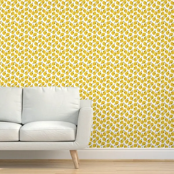 Spoonflower Lemon Lemons Fruit Fruits Citrus Custom Pre-pasted Wallpaper