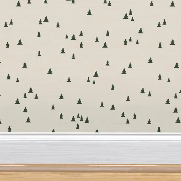Spoonflower Ski Gear Pine Trees In Cream 100% Natural Sisal Grasscloth Wallcovering