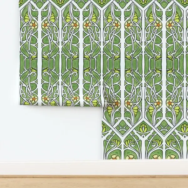Spoonflower Spring Green Branches Summer Custom Removable Wallpaper