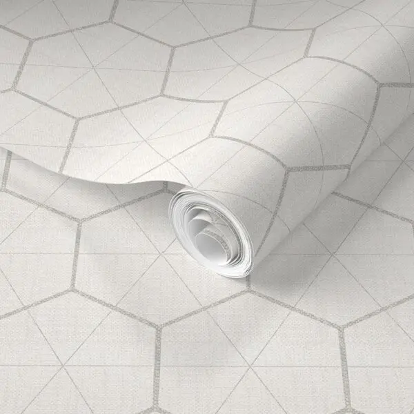 Spoonflower Geometric Neutral Hex Hexagon Mid Century Modern Custom Pre-pasted Wallpaper