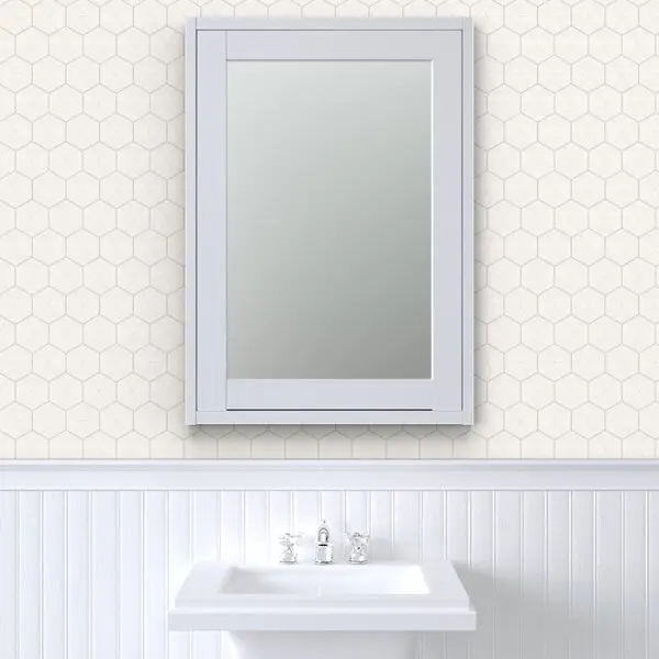 Spoonflower Geometric Neutral Hex Hexagon Mid Century Modern Custom Pre-pasted Wallpaper