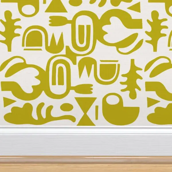 Spoonflower Scandi Mod Mustard 100% Natural Sisal Grasscloth Wallcovering