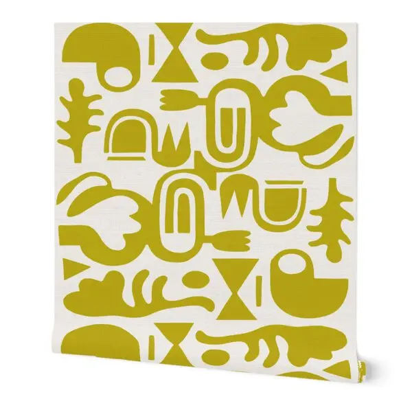 Spoonflower Scandi Mod Mustard 100% Natural Sisal Grasscloth Wallcovering