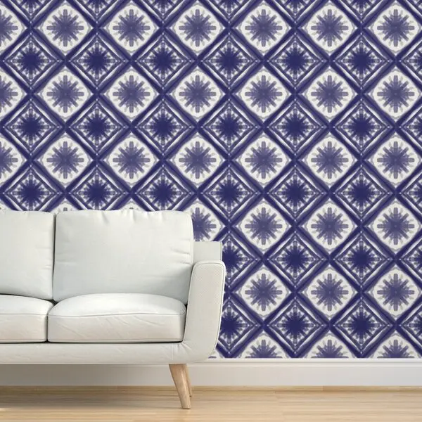 Spoonflower Shibori Tie Dye 100% Natural Sisal Grasscloth Wallcovering