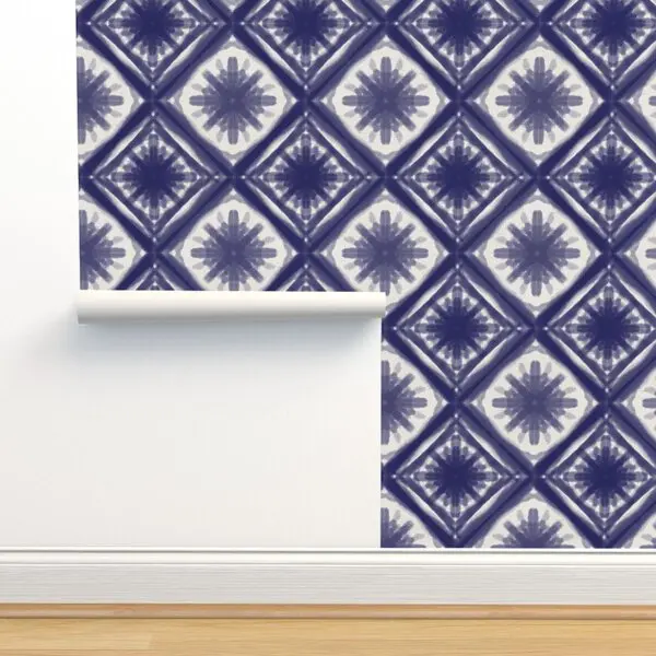 Spoonflower Shibori Tie Dye 100% Natural Sisal Grasscloth Wallcovering