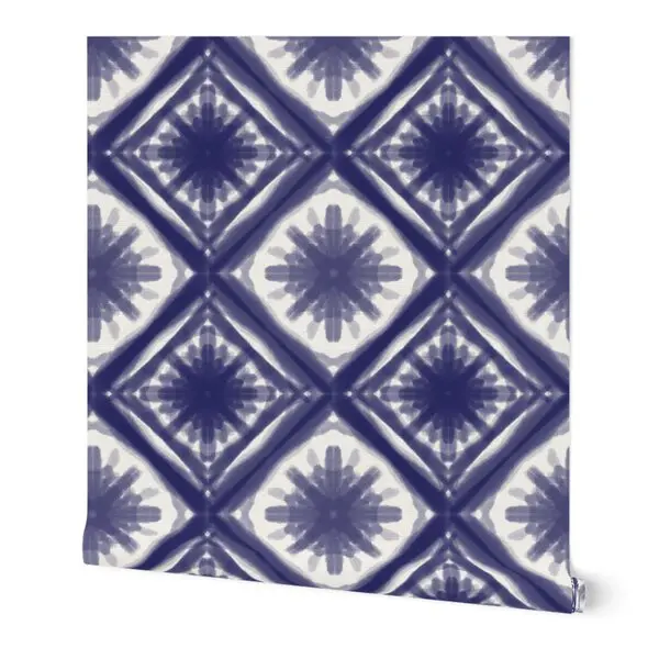 Spoonflower Shibori Tie Dye 100% Natural Sisal Grasscloth Wallcovering