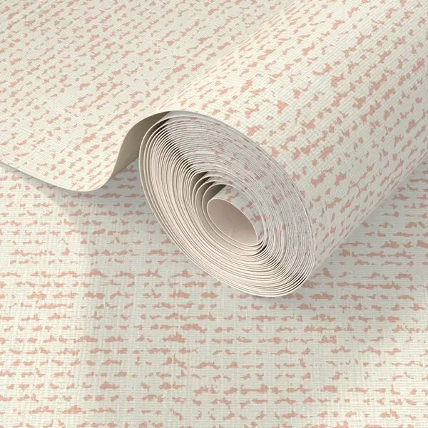 Spoonflower Cream And Blush Woven Textured Solid 100% Natural Sisal Grasscloth Wallcovering - Pink