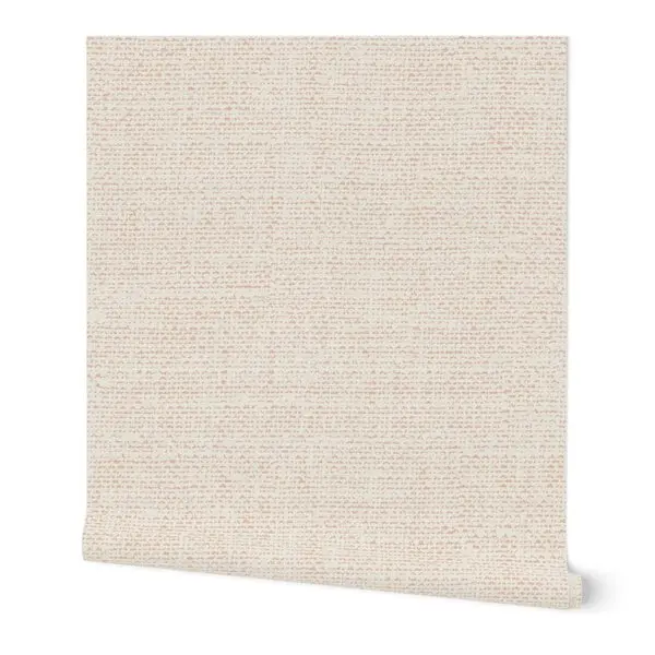 Spoonflower Cream And Blush Woven Textured Solid 100% Natural Sisal Grasscloth Wallcovering