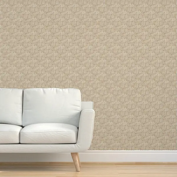 Spoonflower Crayon Squares In Brown 100% Natural Sisal Grasscloth Wallcovering