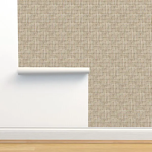 Spoonflower Crayon Squares In Brown 100% Natural Sisal Grasscloth Wallcovering