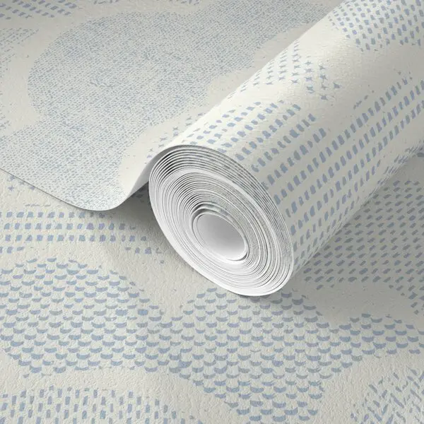 Spoonflower Clouds Wallpaper Cotton Sky Nursery Texture 100% Natural Sisal Grasscloth Wallcovering