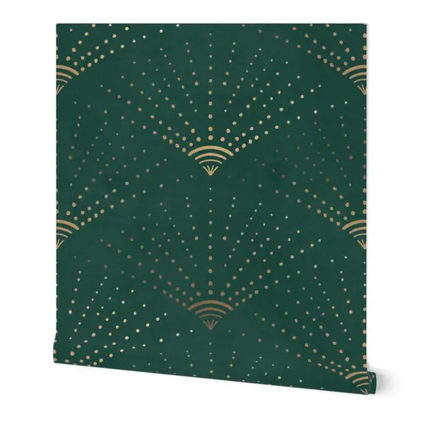 Spoonflower Cosette Green 100% Natural Sisal Grasscloth Wallcovering - Gold,yellow