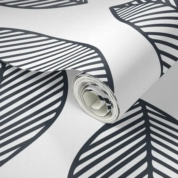 Spoonflower Botanical Leaves Nature Minimalist Lines Geometric Custom Pre-pasted Wallpaper