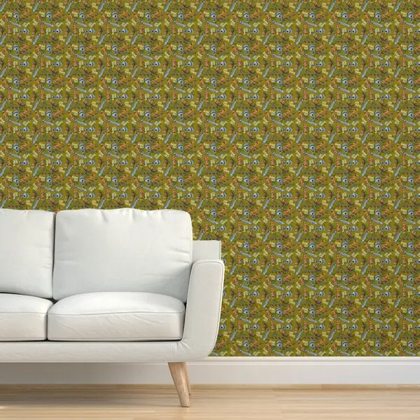 Spoonflower Tonga Hut Pattern Bg 100% Natural Sisal Grasscloth Wallcovering