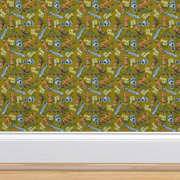 Spoonflower Tonga Hut Pattern Bg 100% Natural Sisal Grasscloth Wallcovering