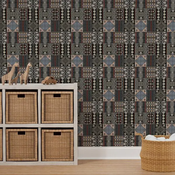 Spoonflower Fijian Tapas Combined 1 Custom Removable Wallpaper