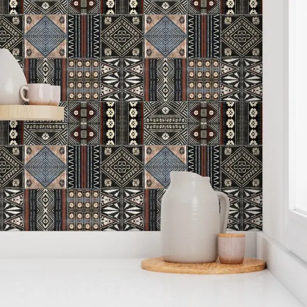 Spoonflower Fijian Tapas Combined 1 Custom Removable Wallpaper