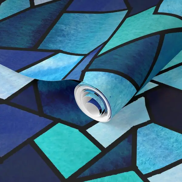 Spoonflower Stained Glass Abstract Watercolor Geometric Traditional Wallpaper