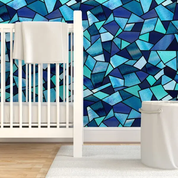 Spoonflower Stained Glass Abstract Watercolor Geometric Traditional Wallpaper
