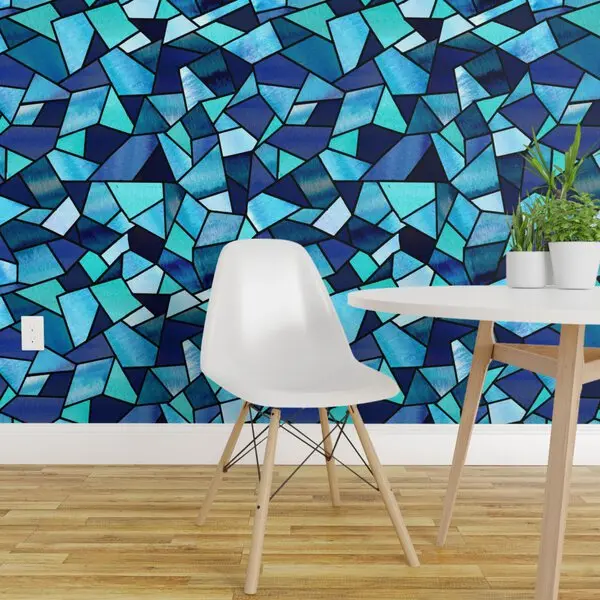 Spoonflower Stained Glass Abstract Watercolor Geometric Traditional Wallpaper
