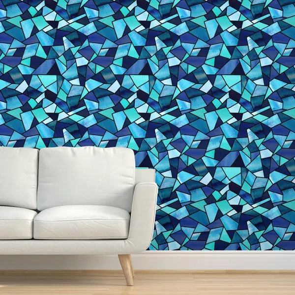 Spoonflower Stained Glass Abstract Watercolor Geometric Traditional Wallpaper