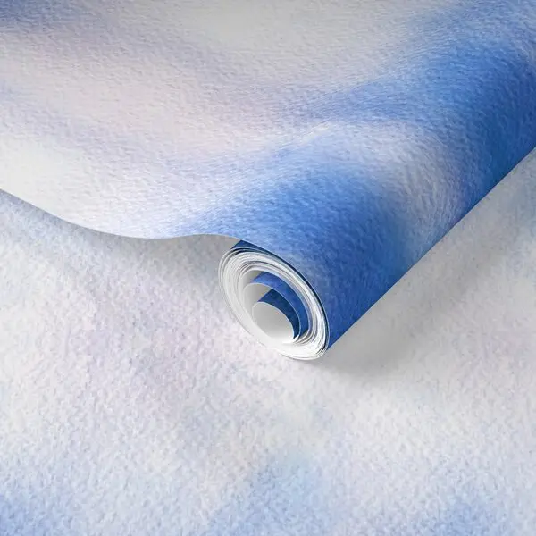 Spoonflower Deep Blue Purple Ink Stripes Watercolor Indigo Dye Custom Removable Wallpaper - Blue,white,indigo