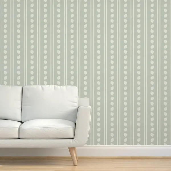 Spoonflower Vertical Stripe Ulu Breadfruit Leaf Neutrals 100% Natural Sisal Grasscloth Wallcovering