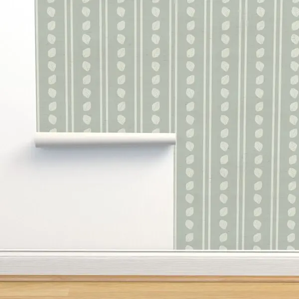 Spoonflower Vertical Stripe Ulu Breadfruit Leaf Neutrals 100% Natural Sisal Grasscloth Wallcovering