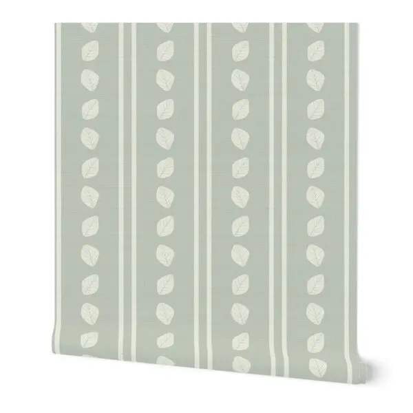 Spoonflower Vertical Stripe Ulu Breadfruit Leaf Neutrals 100% Natural Sisal Grasscloth Wallcovering