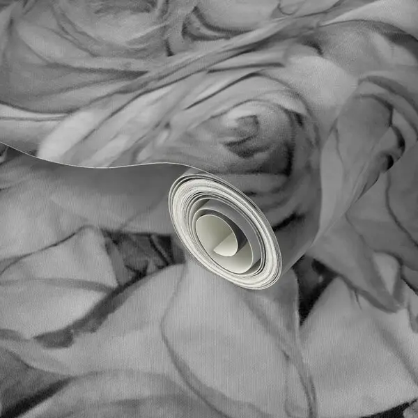 Spoonflower Rose Roses Flowers Romantic Victorian Grey Custom Removable Wallpaper - Black,white,gray