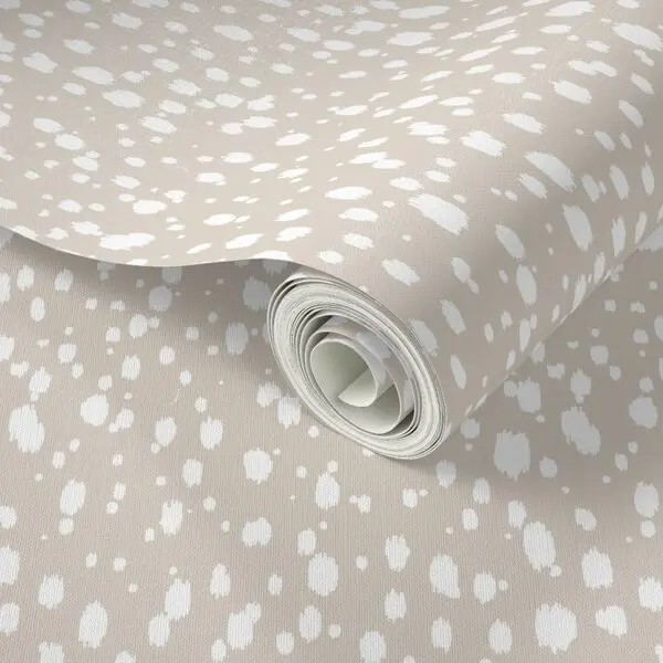 Spoonflower Modern Dots Abstract Pattern Polka Dot Spotted Custom Pre-pasted Wallpaper - White,gray