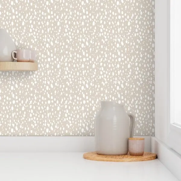 Spoonflower Modern Dots Abstract Pattern Polka Dot Spotted Custom Pre-pasted Wallpaper - White,gray
