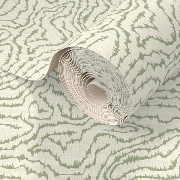 Spoonflower Small Heatwave Sherwood On Cream 100% Natural Sisal Grasscloth Wallcovering - Green