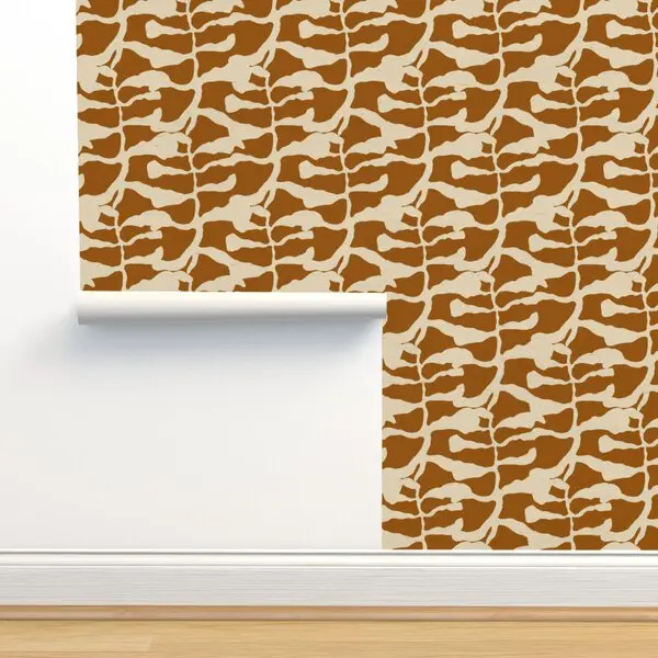 Spoonflower Shaky Leaf Tendril Rust 100% Natural Sisal Grasscloth Wallcovering