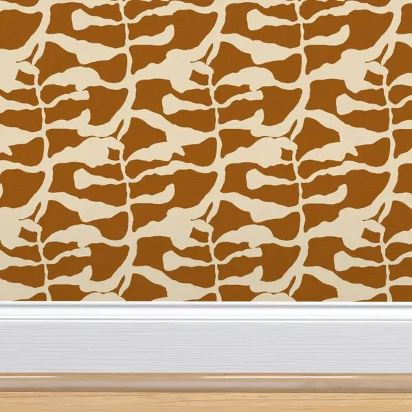 Spoonflower Shaky Leaf Tendril Rust 100% Natural Sisal Grasscloth Wallcovering