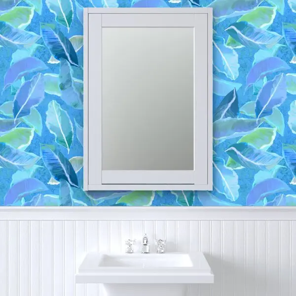 Spoonflower Jumbo Painterly Style Tropical Jungle Modern Aloha Custom Removable Wallpaper
