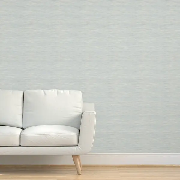Spoonflower Cottage And Light Cream 100% Natural Sisal Grasscloth Wallcovering - Blue