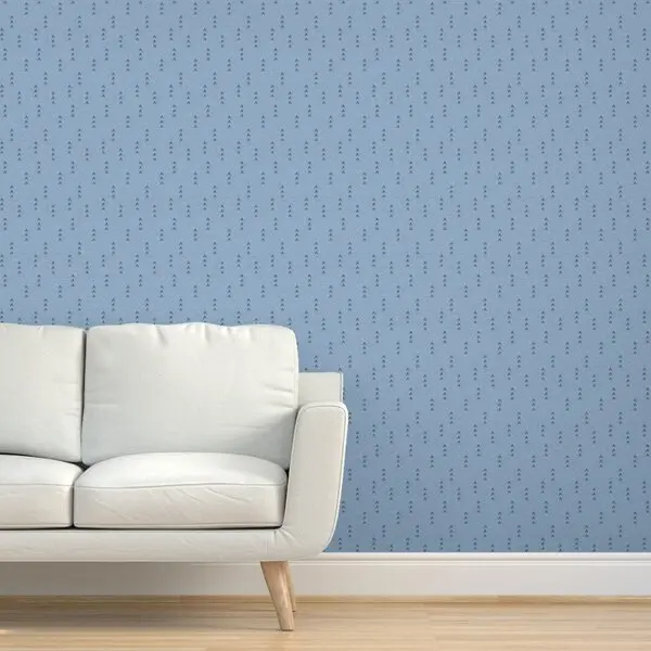 Spoonflower Triangles Arrows Geometric Slate Carolina Custom Pre-pasted Wallpaper - Blue