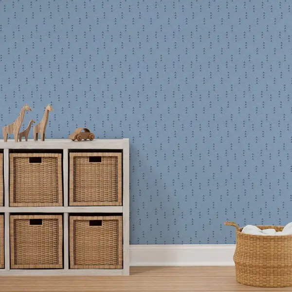 Spoonflower Triangles Arrows Geometric Slate Carolina Custom Pre-pasted Wallpaper - Blue