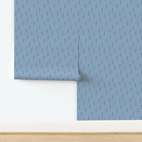 Spoonflower Triangles Arrows Geometric Slate Carolina Custom Pre-pasted Wallpaper - Blue