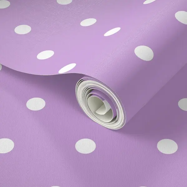 Spoonflower Polka Dot Purple Lilac Trendy Small Dots Pin Custom Removable Wallpaper - Purple,white